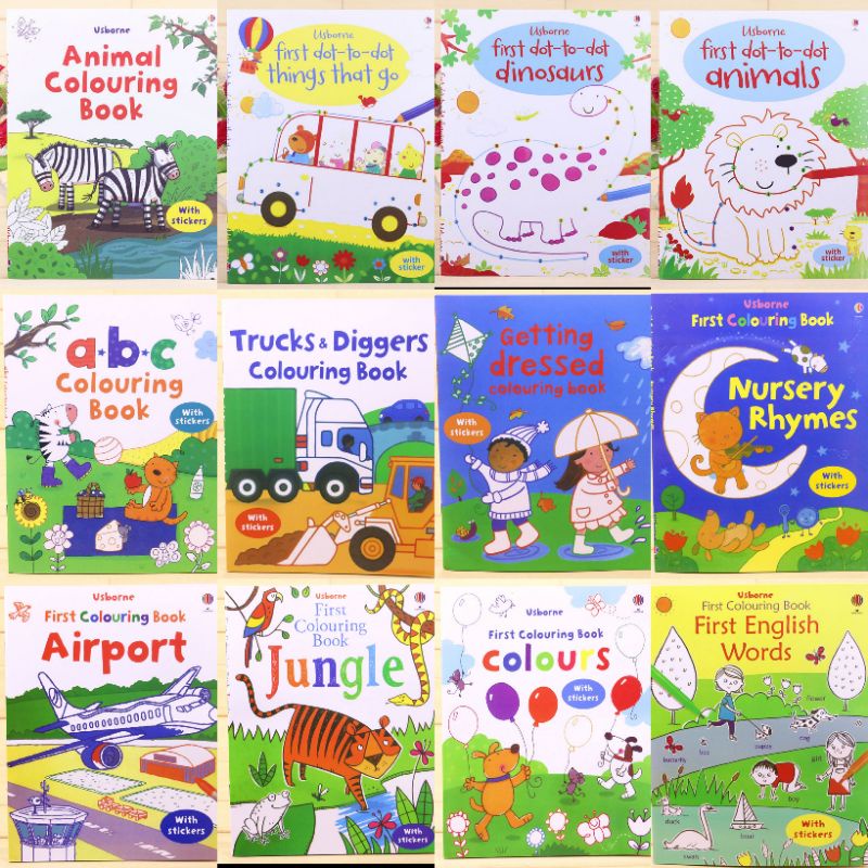 USBORNE Colouring & Sticker Book/ Dot to Dot & Sticker Book | Shopee ...