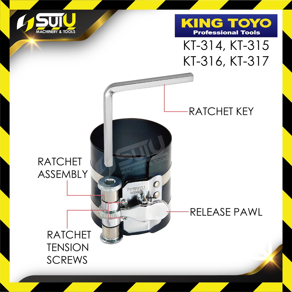KING TOYO KTPRC-01 / KT-314 / KT-315 / KT-316 / KT-317 3"-6" Piston Ring Compressor (53-175MM ...