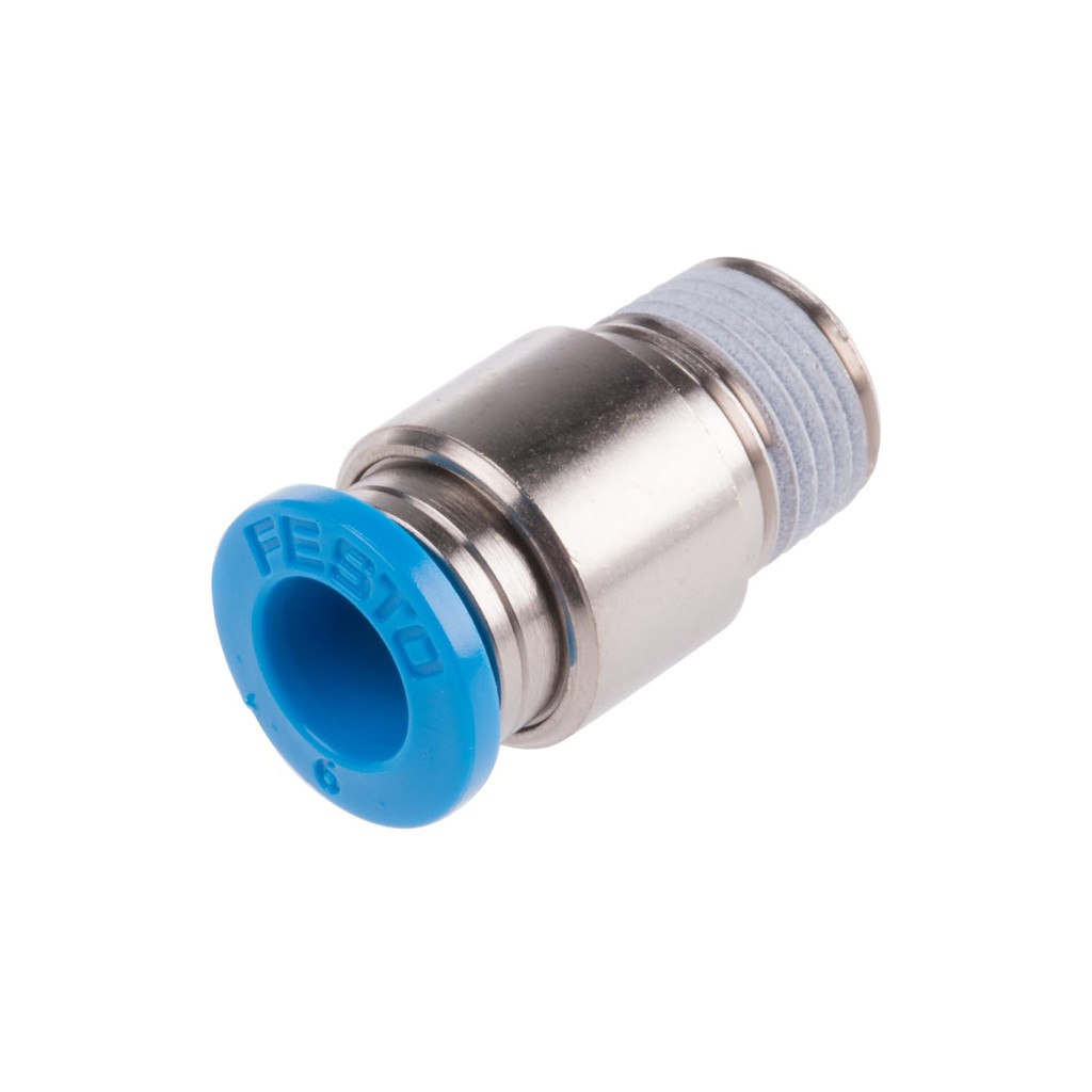 Festo Threaded-to-Tube Pneumatic Fitting, R 1/8 to, Push In 6 mm, QS Series, 14 bar QS 1/8 - 6 ...