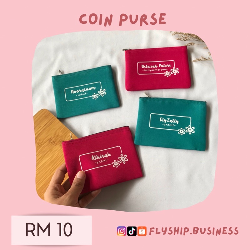 coin purse with personalized name / mini purse / printed name / purse ...