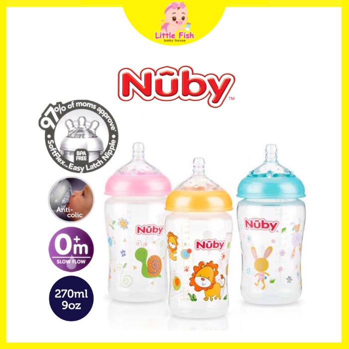Nuby Natural Touch Printed Bottle 9oz 宝宝精美奶瓶9oz | Shopee Malaysia