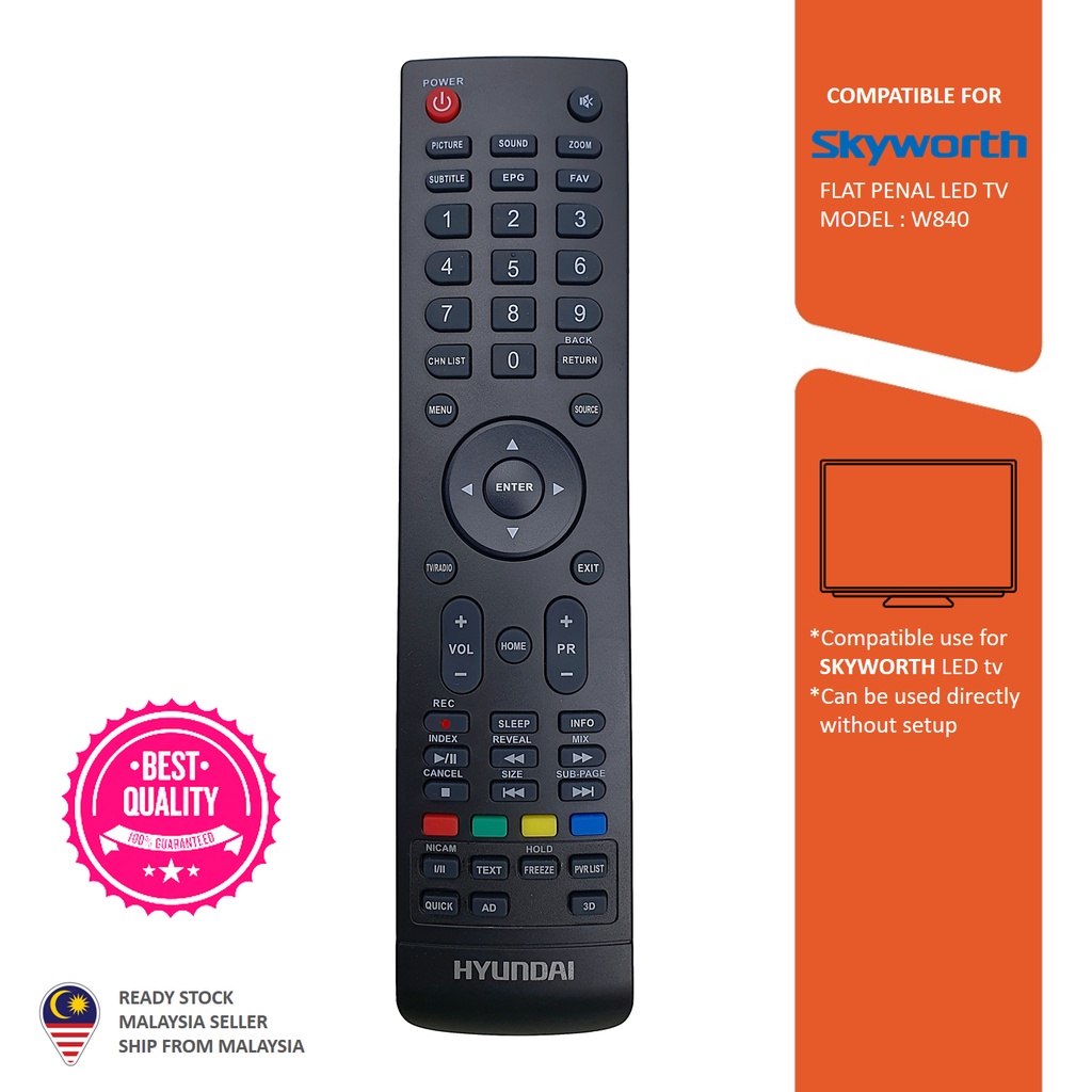 Skyworth Replacement For Skyworth Flat Panel LED TV Remote Control W840 ...