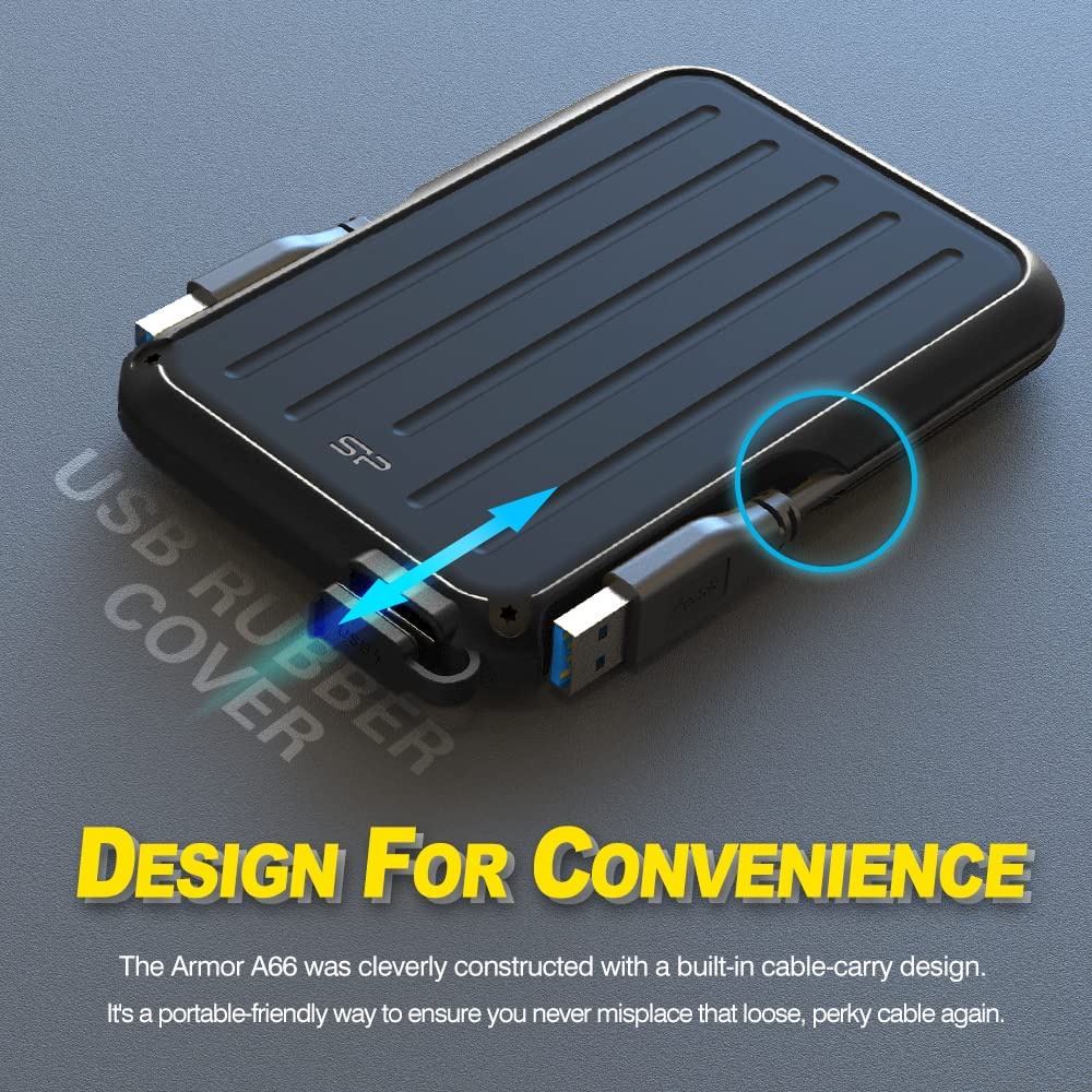 Silicon Power Armor A66 External Hard Drive USB3.2-Black/Blue/Yellow ...