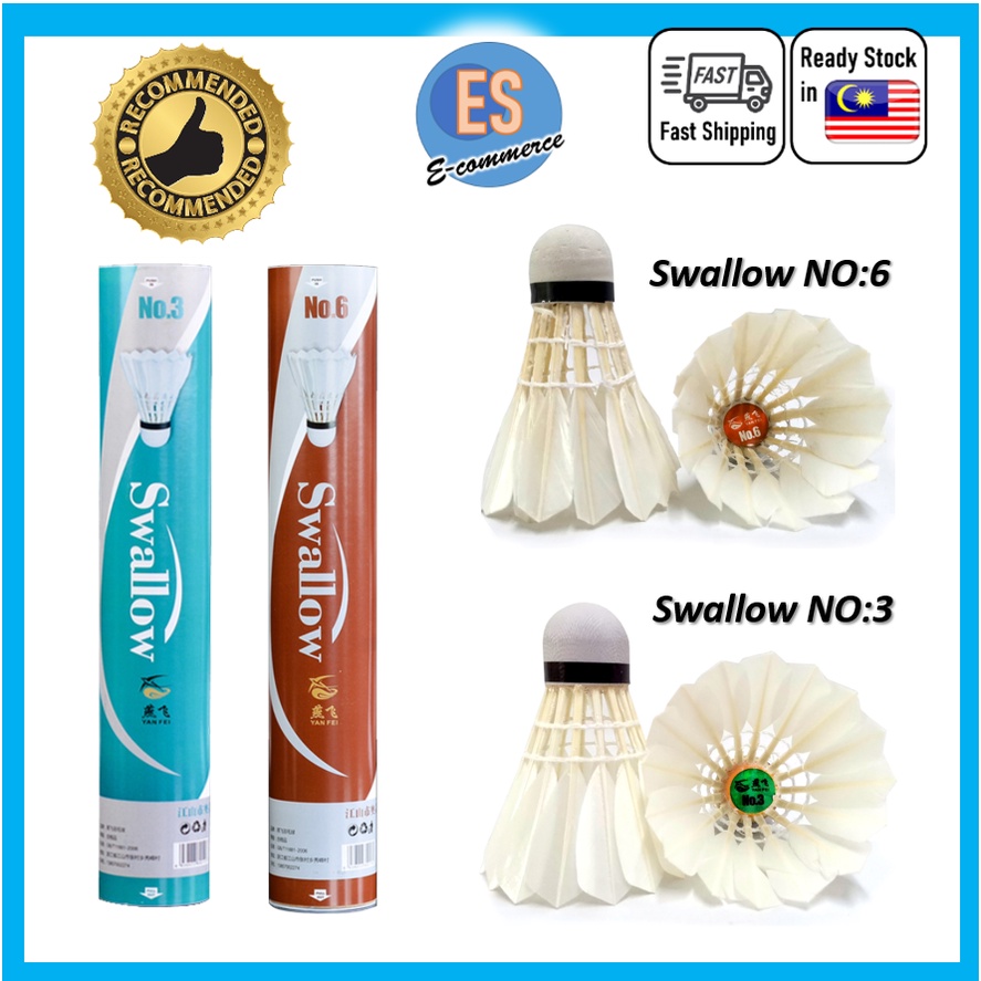 🔥🆂🅰🅻🅴🔥 SWALLO NO:3 SHUTTLECOCKS FEATHER SHUTTLECOCKS | Shopee Malaysia