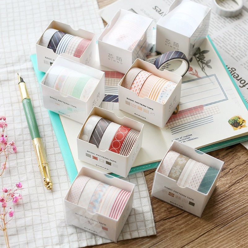[WASHI TAPE SET - CLEARANCE PROMO ] SET OF 5 Geometry Lines Dotted ...