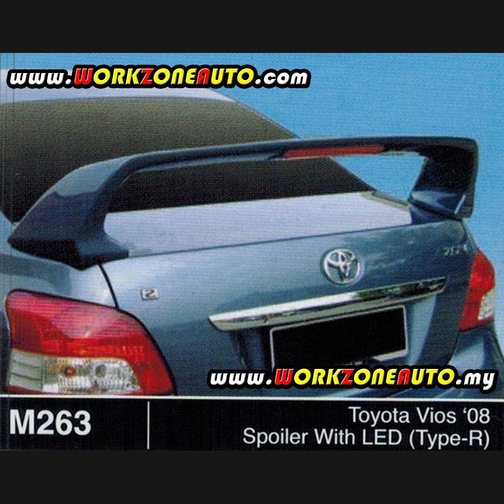 M263 Toyota Vios 08 & Above Fiber Spoiler With LED (Type-R) "Use Clip ...