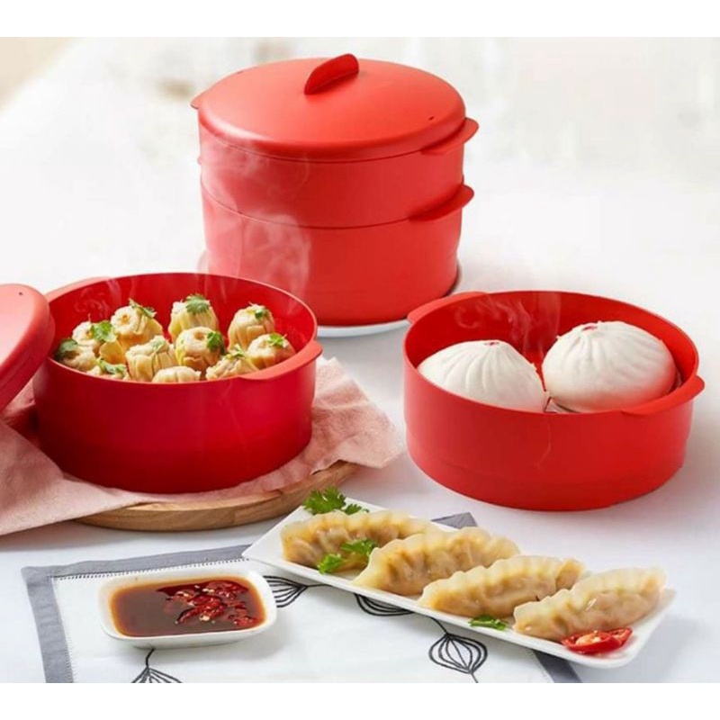 YEAR END SALE Tupperware Steam It 4 Layer Red Color Pengukus Moden ...