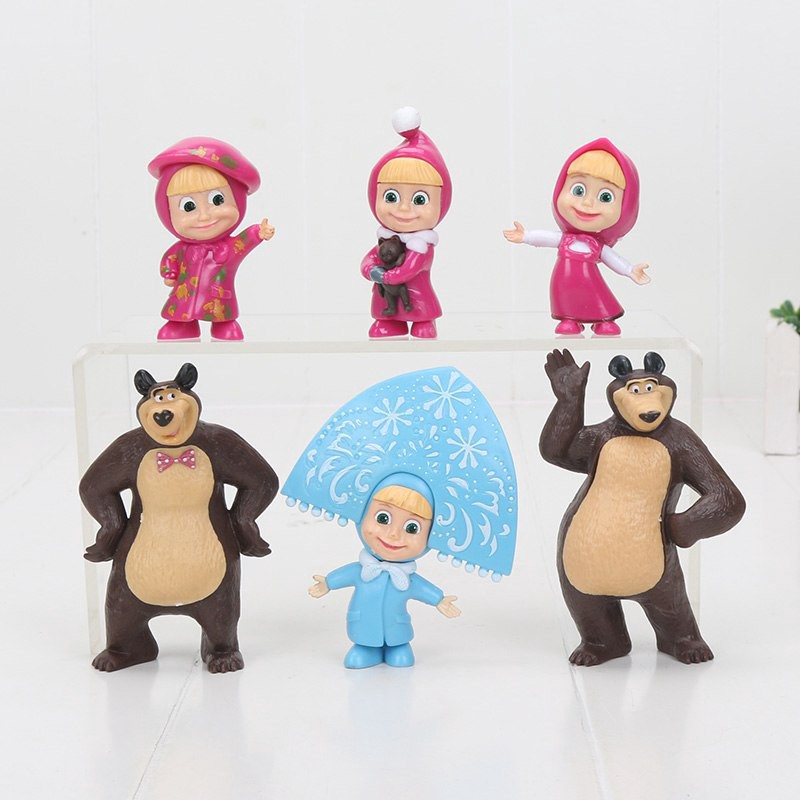 Masha & The Bear Masha and Bear PVC Action Figures Toys Gifts for Kids ...