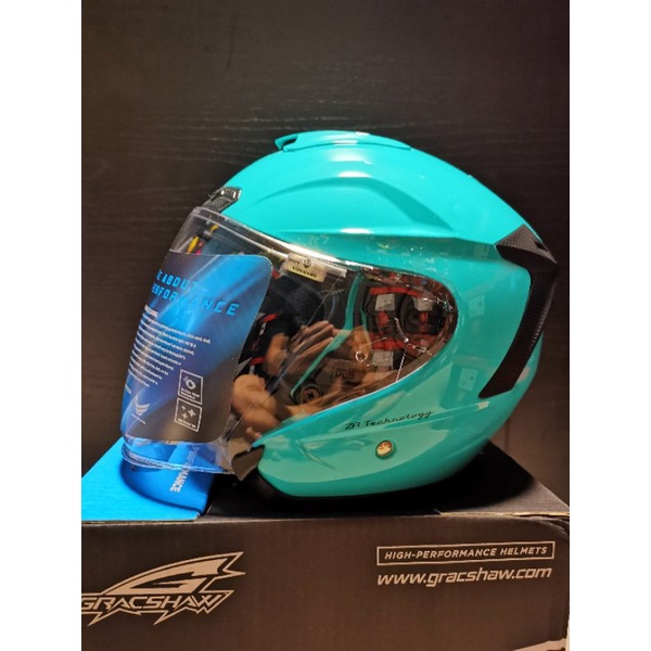 GRACSHAW OPEN FACE G838 GAIZER PLAIN D-RING HELMET (ALUMINA GOLD, CANDY ...