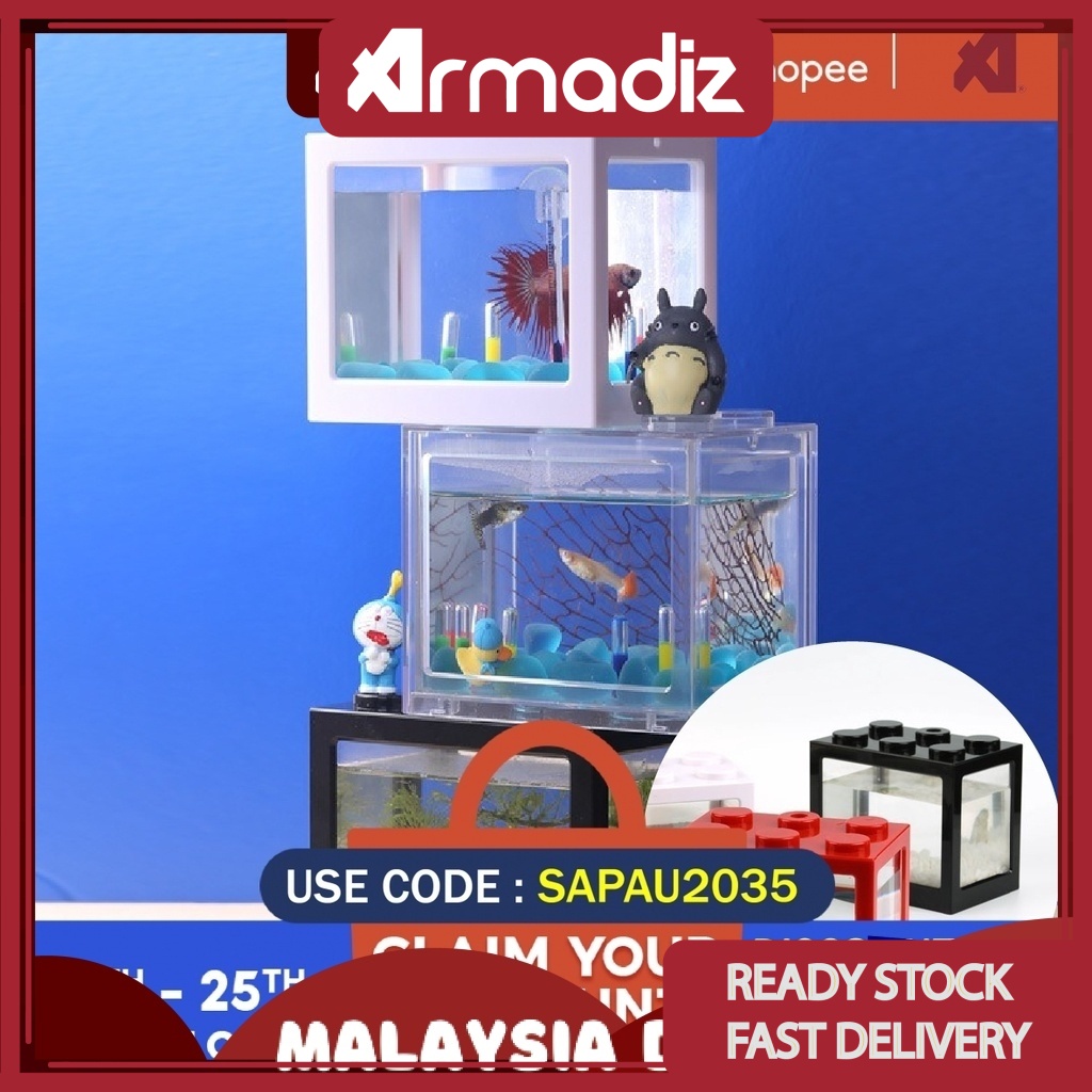 AMD Lego Fish Tank Block Tank Aquarium For Betta Fish Akuarium Ikan ...