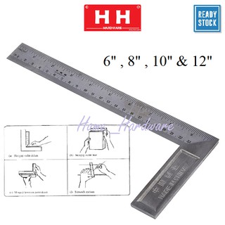 DIAMOND TRY L-Square Angle Ruler ; Pembaris Sesiku L - 方角尺 6” 8” 10” 12 ...