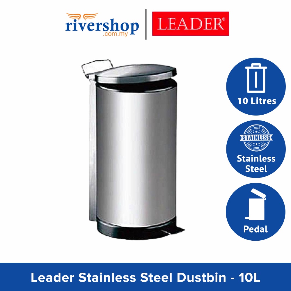 LEADER 10Litres Stainless Steel Pedal Step Dustbin 10L - Round Pedal ...