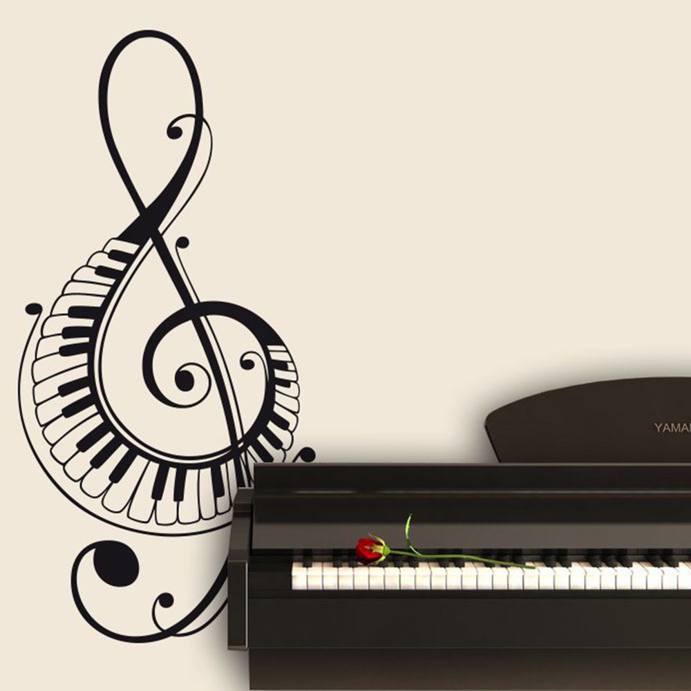 Music Note Decor Treble Clef With Piano Keys Music Note Wall Decal ...