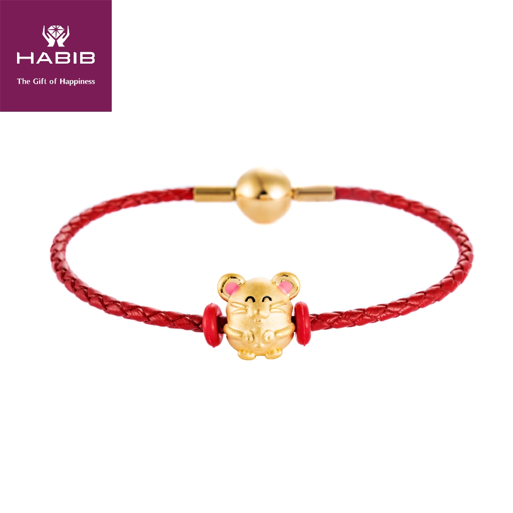 HABIB Leather Rat Bracelet (Red Colour), 999 Gold | Shopee Malaysia