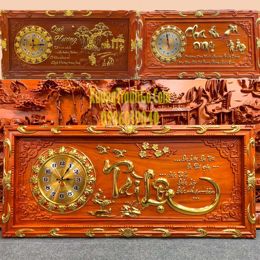 Red Incense Wood Clock Wall Sculpture Calligraphy Letter Size ...