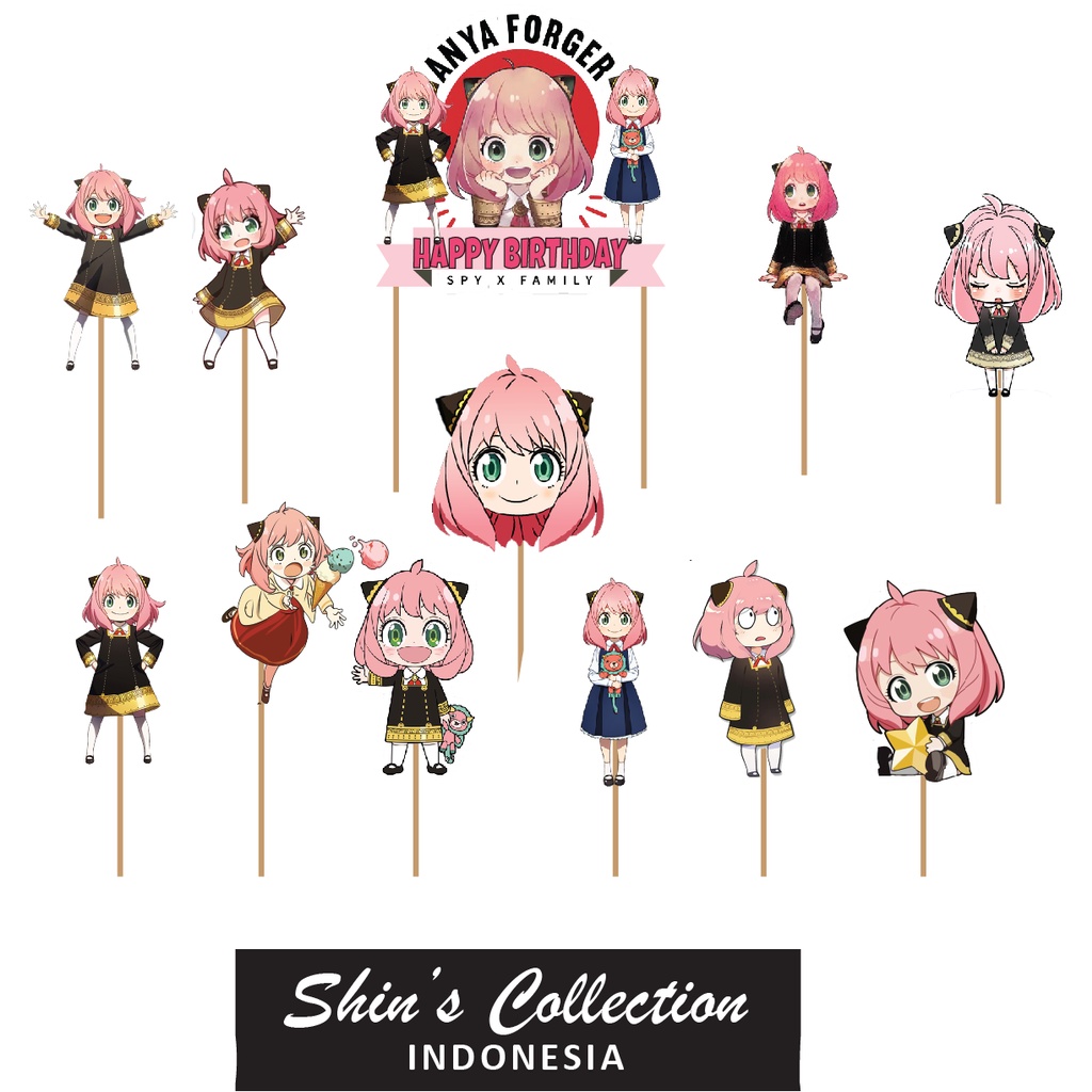 Anya Forger Solo Spy X Family Cake topper set contains 12 pcs | Shopee ...