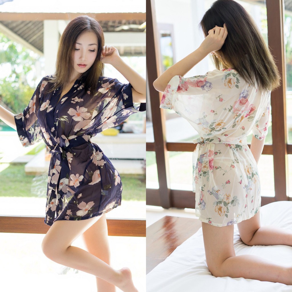 Secret Wardrobe Japanese Yukata Sexy Role Costume Light Tulle Kimono