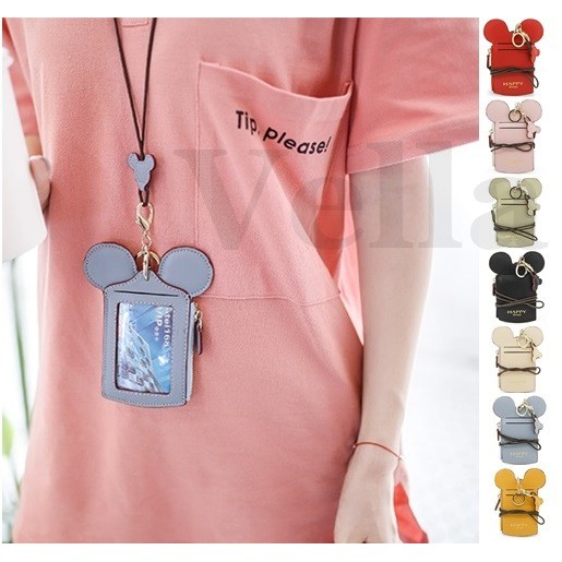 VELLA Keychain Cute Mickey Bag Mouse Letak Kad Wallet Women Card Letak ...