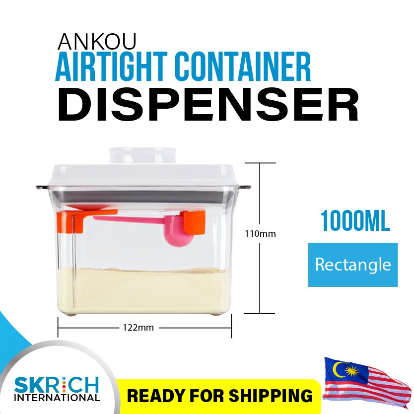 ANKOU Airtight Container 1,000ml (Rectangle) with SCRAPER Milk/Food ...