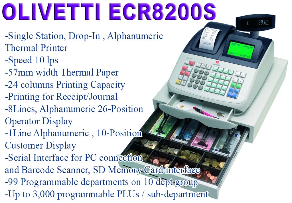 OLIVETTI ECR8200S ELETRONIC cASH REGISTER (new) | Shopee Malaysia
