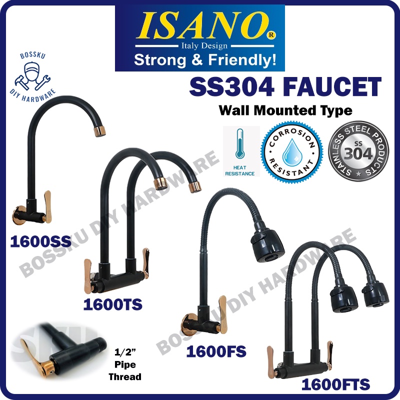 ISANO [ Wall Mounted ] Type SUS304 1/2" Faucet Single Double Water Tap ...