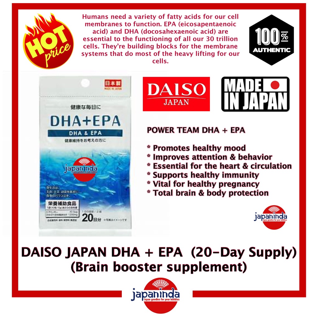 DAISO JAPAN DHA + EPA (Brain Booster Supplement) 20-Day supply Made in ...