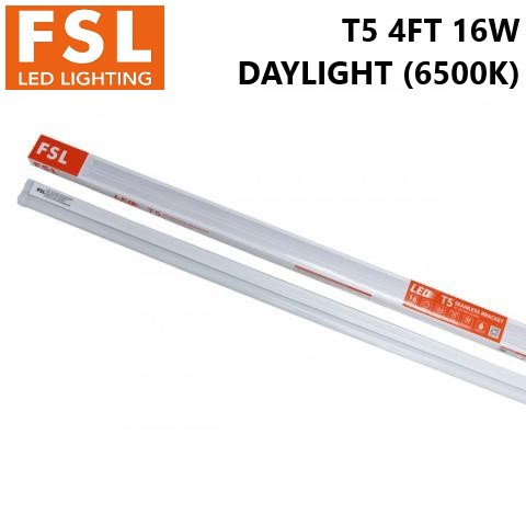5PCS FSL T5 4FT 16W LED TUBE SET C/W BRACKET (DAYLIGHT / 6500K) | Shopee Malaysia