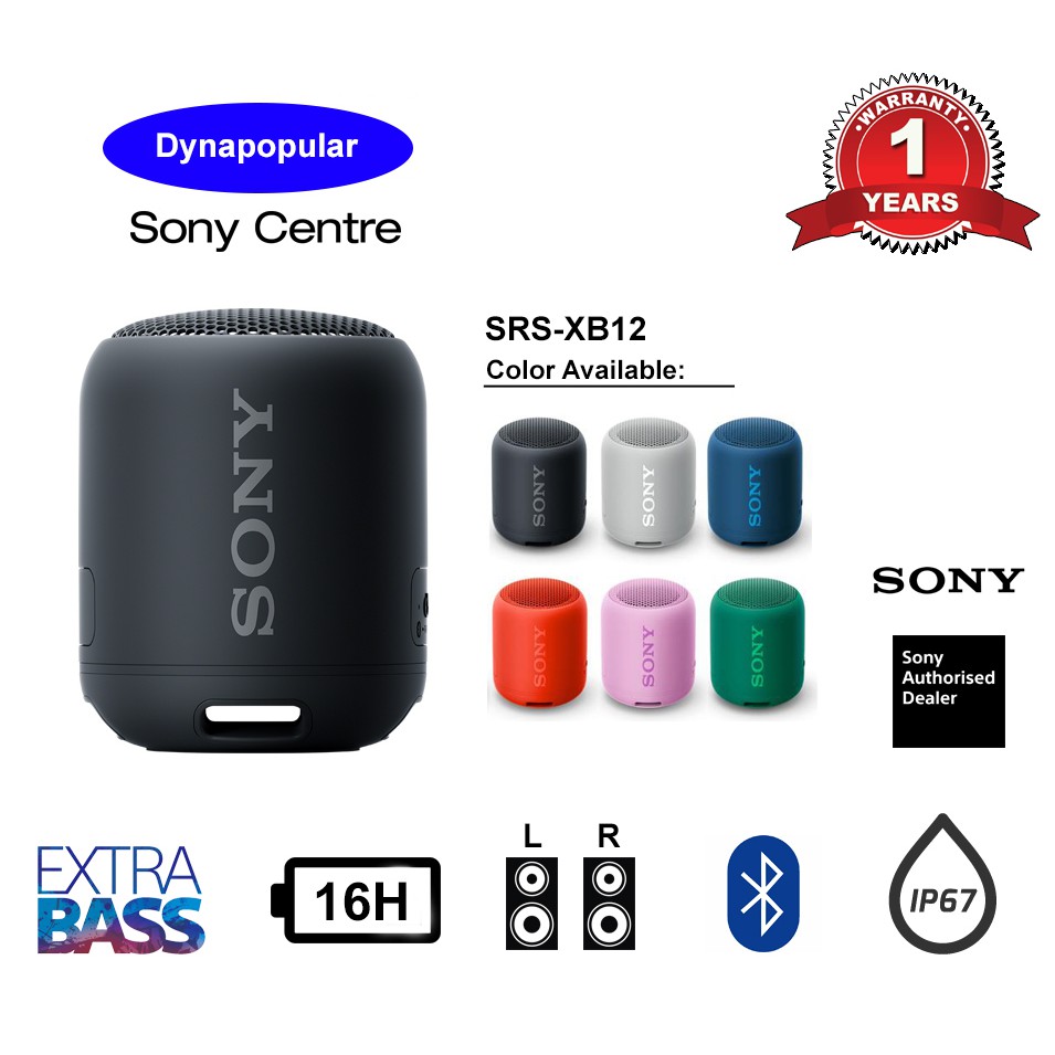 Sony SRS-XB12/ Extra Bass Protable Wireless Bluetooth Speaker | Shopee ...
