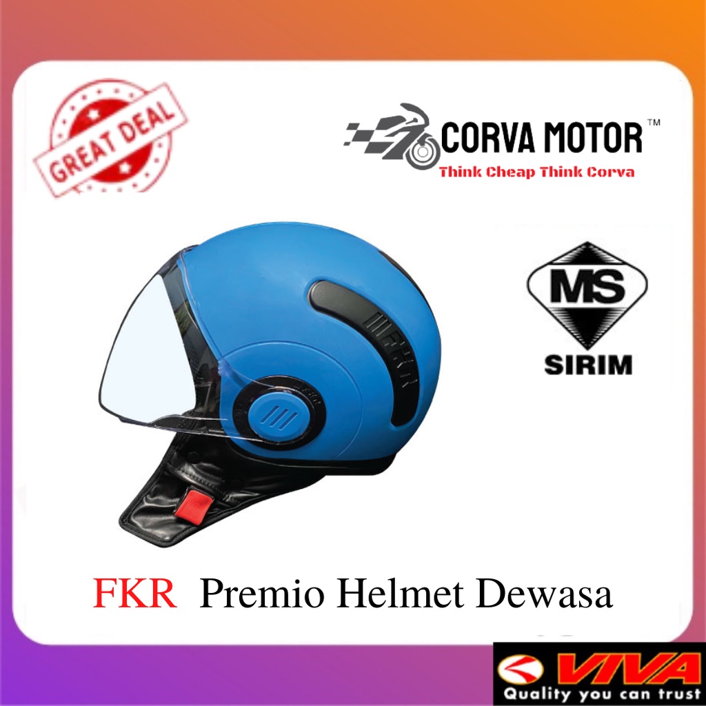 Corva Motor FKR Premio Helmet Dewasa / Adult Size 60CM L Topi Keledar ...
