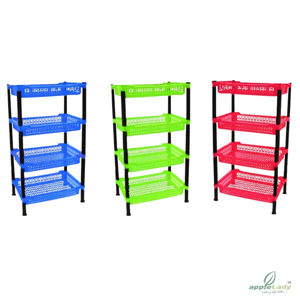 Applelady 4 - Tier Multipurpose Stackable Plastic Storage Rack (3 ...