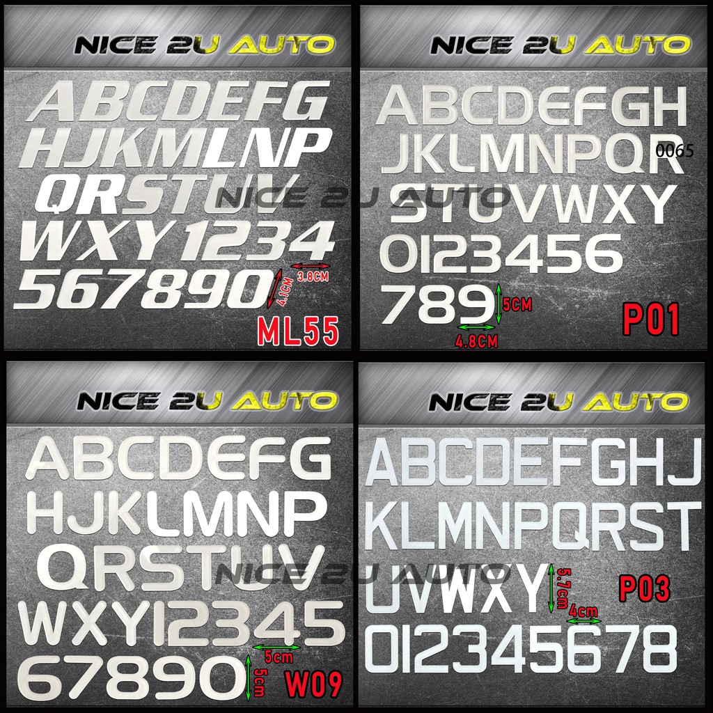 Car Number Plate Crystal Font Only - P01 P03 W09 NS16 ML55 ⚡READYSTOCK⚡ ...