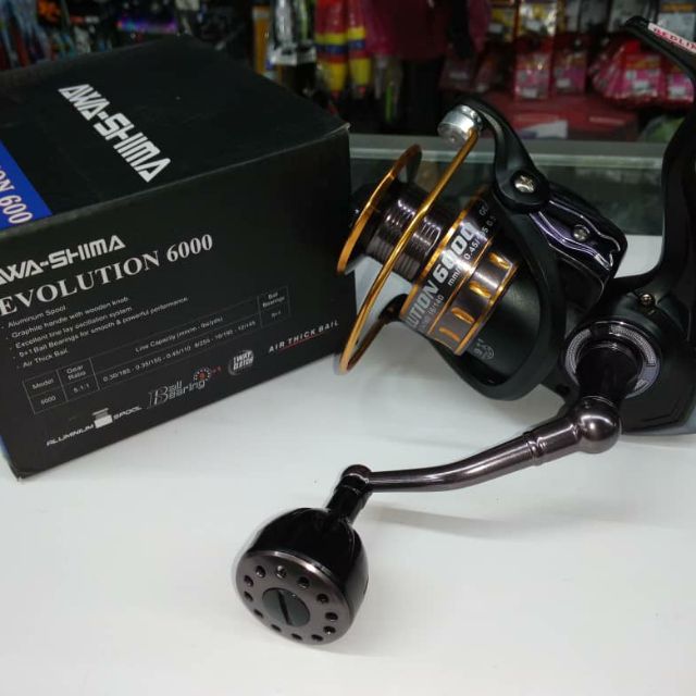 AWA-SHIMA EVOLUTION SPINNING REEL Size available : 4000/ 6000 Features ...