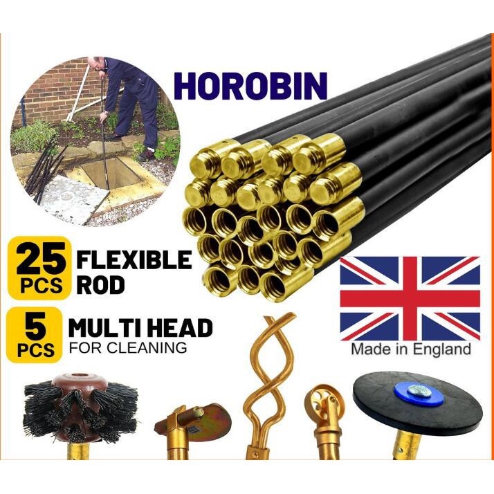 HOROBIN Sewage Cleaning Rod Polypropylene 4' ( 25Pcs ) With 5x ...