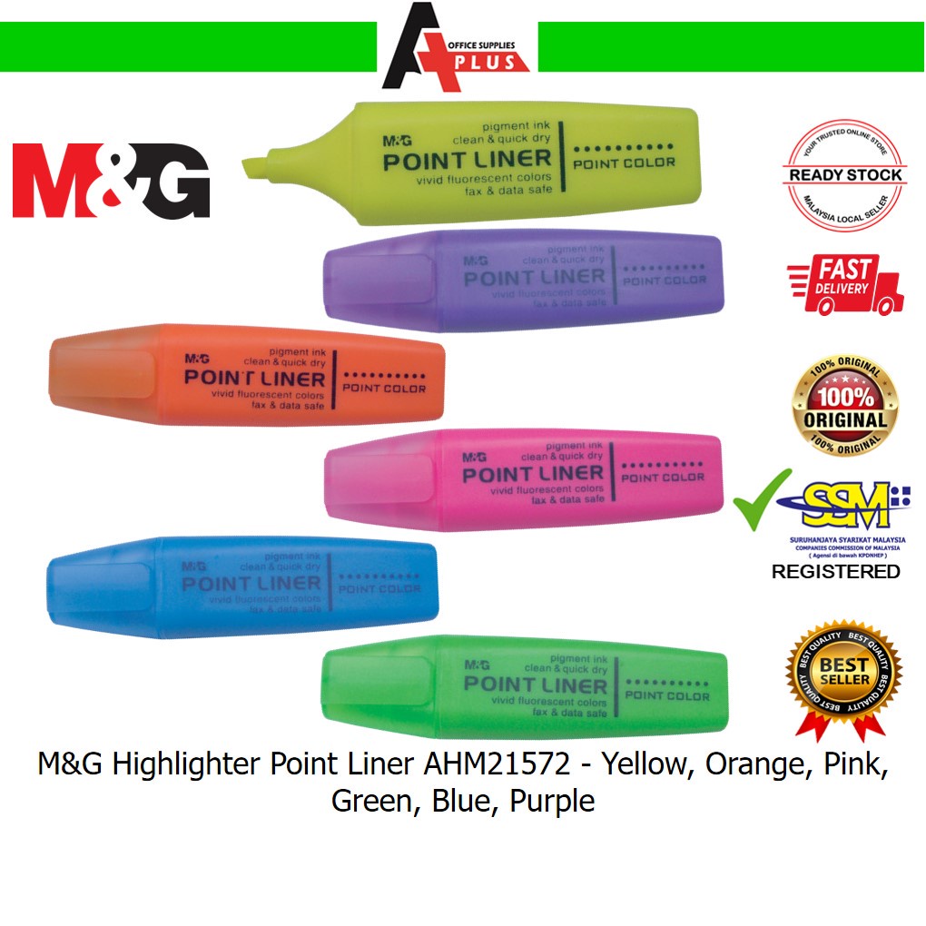 M&G Highlighter Point Liner AHM21572 / Pen Penanda Berwarna - Yellow ...