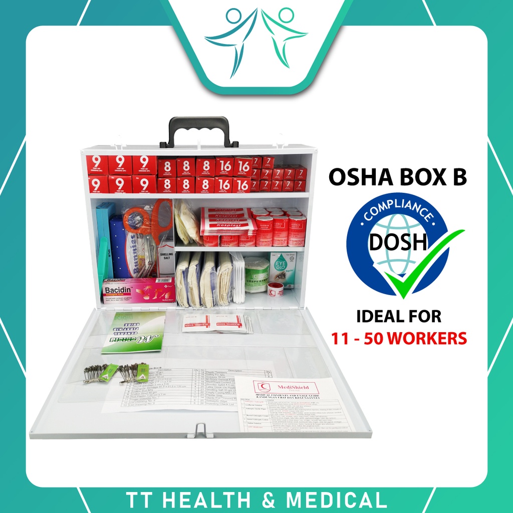 OSHA METAL First Aid Kit BOX A/B/C (OFFICE AUDIT) DOSH COMPLIANT ...