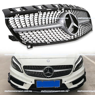 Mercedes Benz W176 2013-2016 Front Grille Grill Diamond Style | Shopee ...