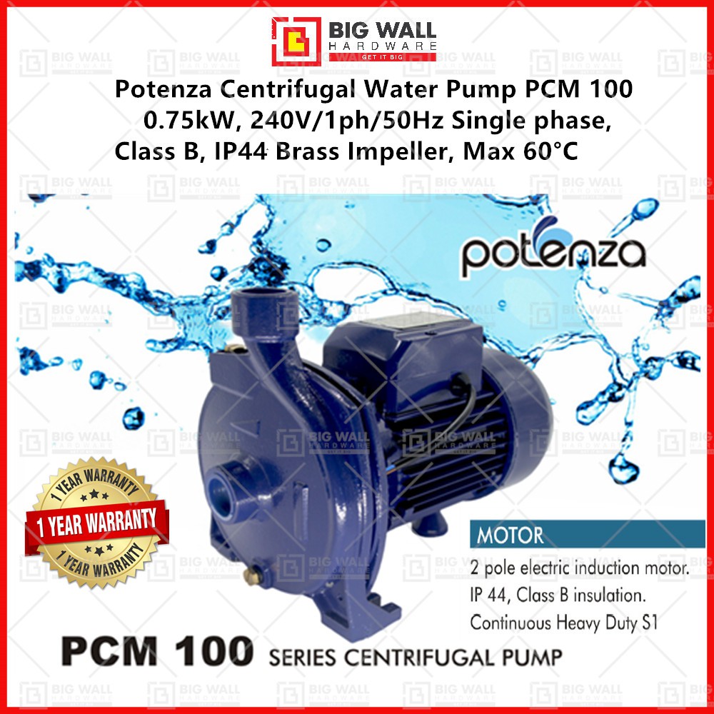 Potenza Centrifugal Water Pump PCM 100/Aman CPM158 0.75kW, 240V/1ph ...