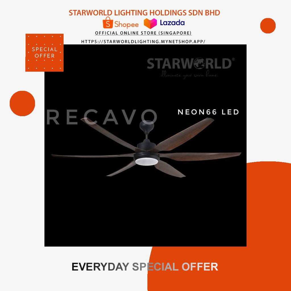 RECAVO NEON 66 LED Series 66INCH 6 Blades DC Motor Ceiling Fan With ...