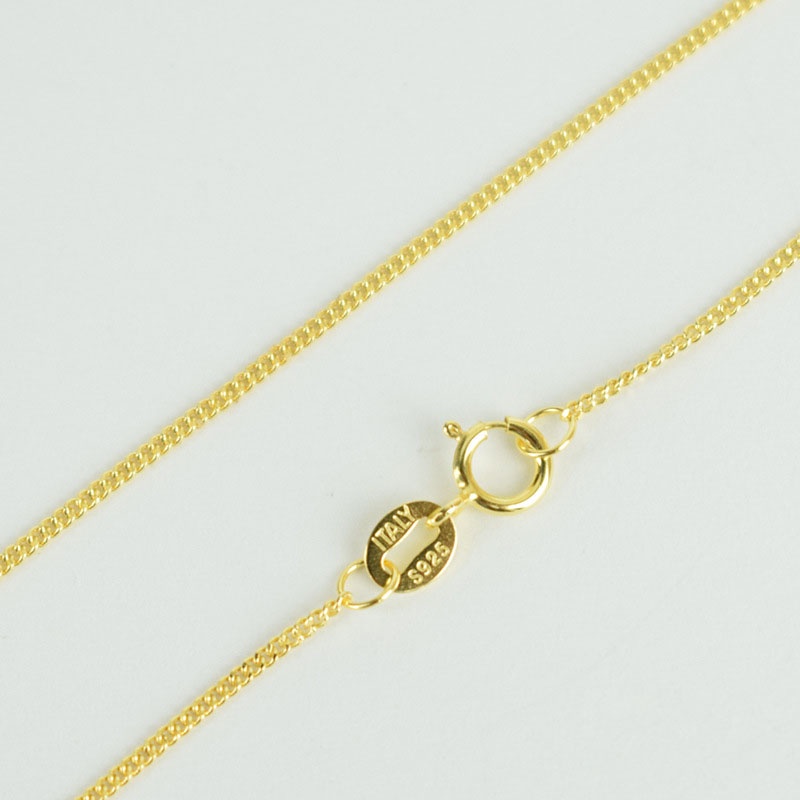 18k Gold Rantai 925 sterling silver Gold Necklace 1.5mm Side chain ...