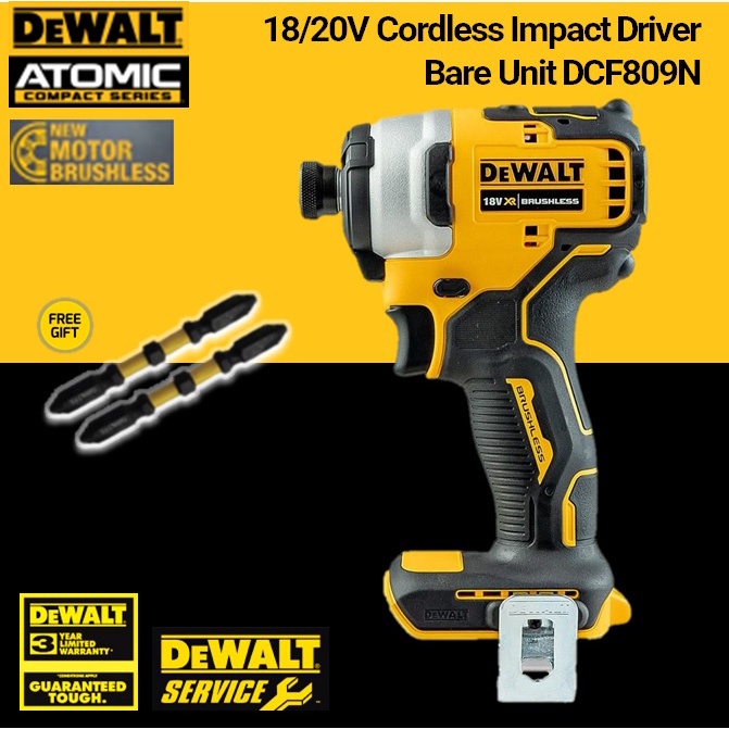 Dewalt DCF809 18V / 20V Max Atomic Compact Series Impact Driver DCF809N ...