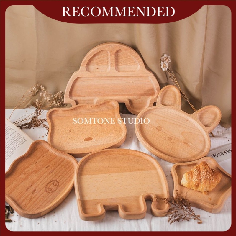 Somtone Baby Plate Set Wooden Bamboo Pinggan Baby Kayu Kids Plate Gift ...