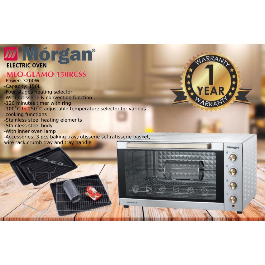 MORGAN 150L ELECTRIC OVEN WITH ROTISSERIE FUNCTION MEO-GLAMO150RCSS ...