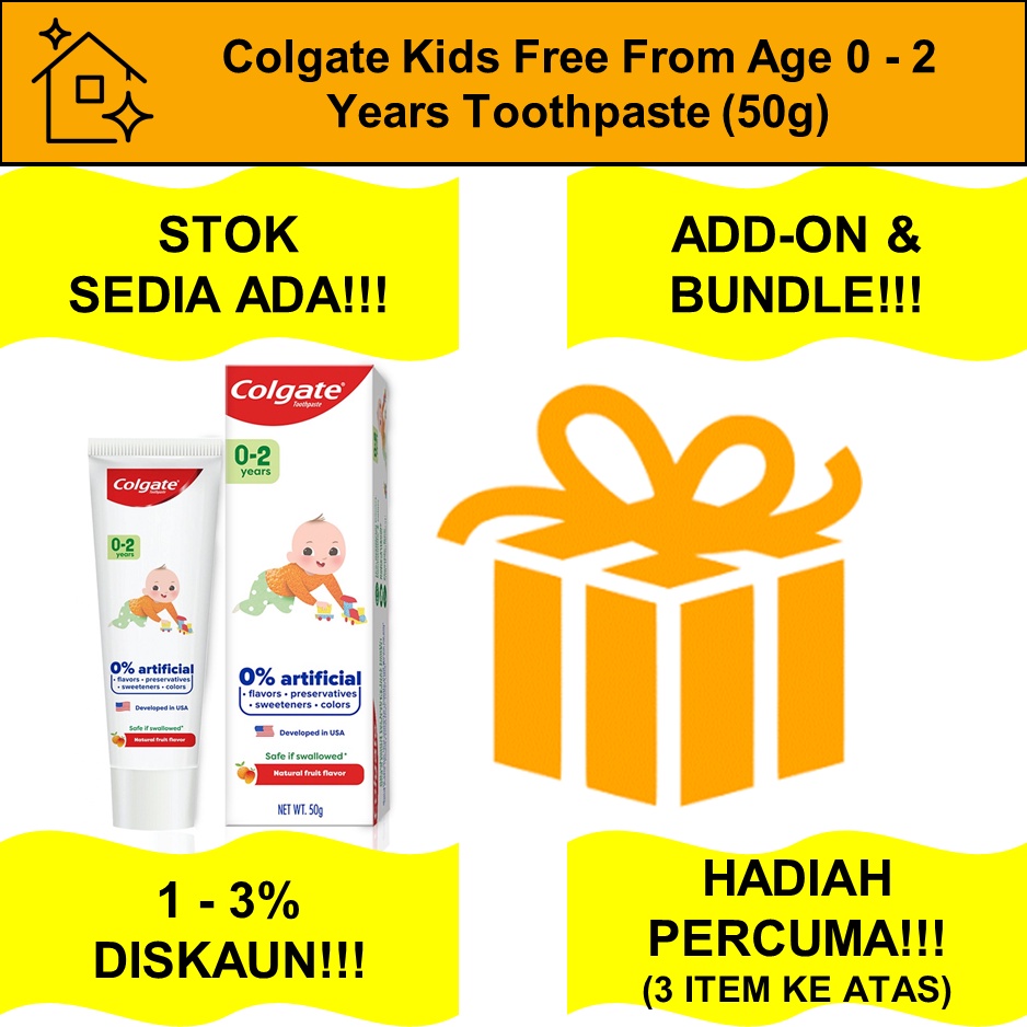 [𝗥𝗘𝗔𝗗𝗬 𝗦𝗧𝗢𝗖𝗞] Colgate Kids Free From Age 0 - 2 years Toothpaste (50g ...
