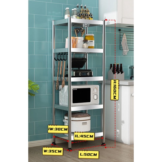 5 Tier Stainless Steel Kitchen Rack Microwave Storage Rack Rak Dapur ...