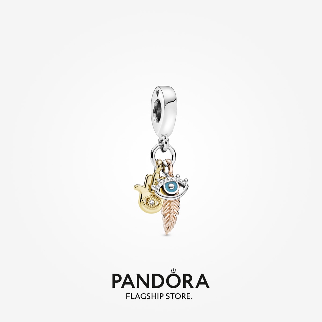 Pandora Hamsa, All-seeing Eye & Feather Spirituality Dangle Charm ...
