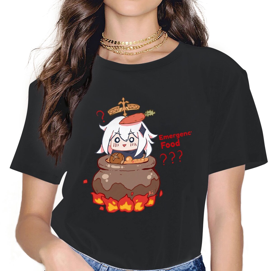Paimon Emergency Food Women Shirts Genshin Impact Game Oversized T ...