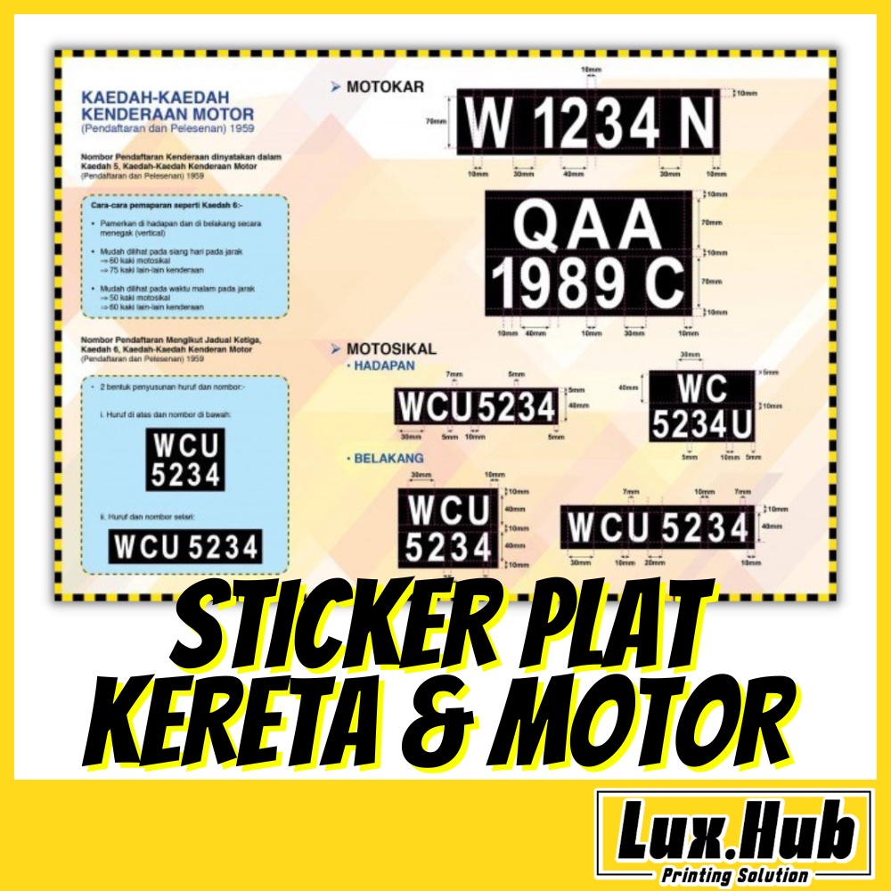 Sticker Plate Motor Kereta JPJ Approved | Stiker Vinyl Nombor Plat ...