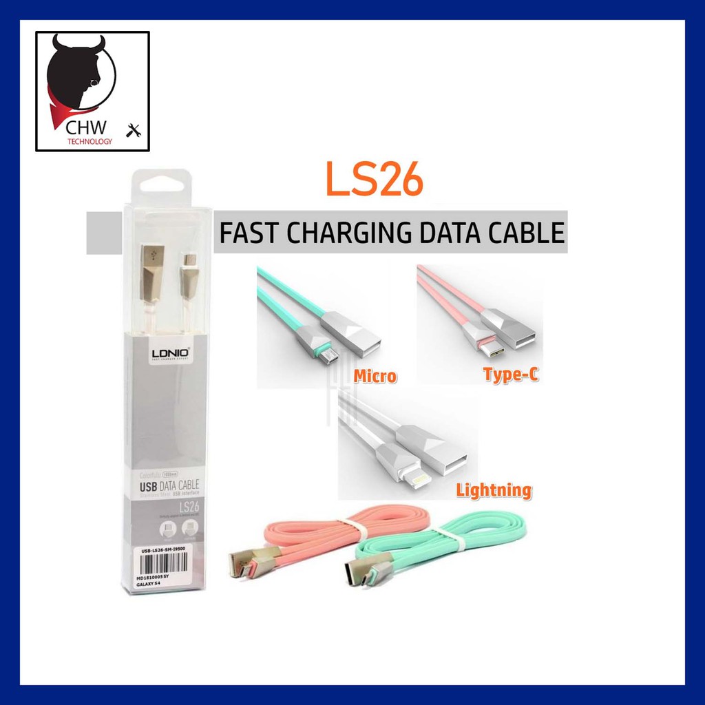 LDNIO LS26 Fast Charging and Data Transfer Stainless Steel Cable ...