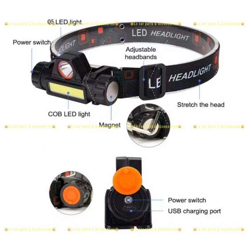 Headlamp White Led Headlight 12K LM Sport Light Cob Waterproof Power ...