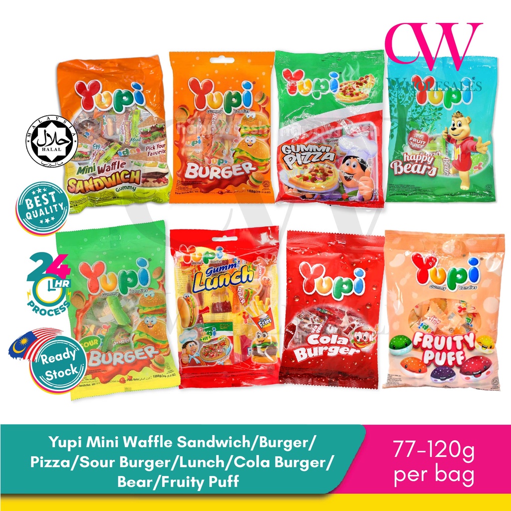 Gummy jelly Yupi Burger Yupi Cola Yupi Bear Yupi Lunch Yupi Fruity Puff ...